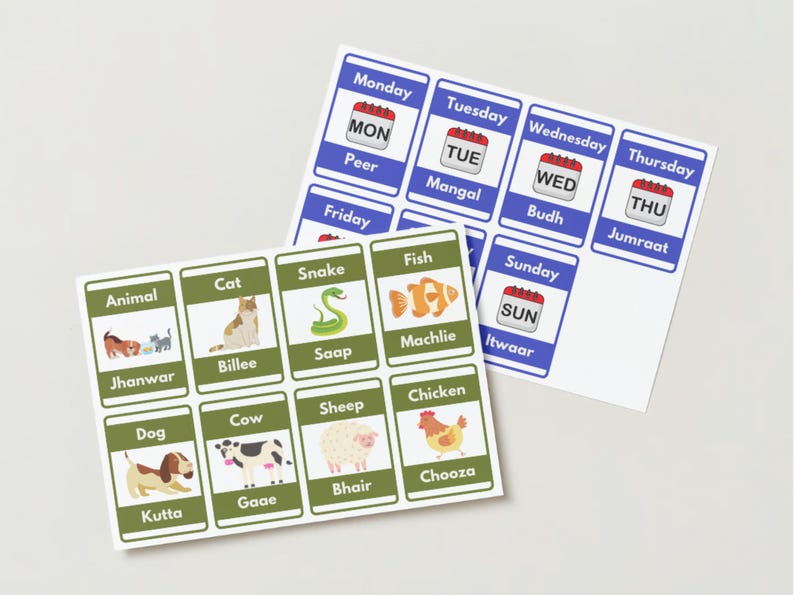 Urdu Flashcards for Kids, Learn Urdu, English to Urdu, First Steps to ...