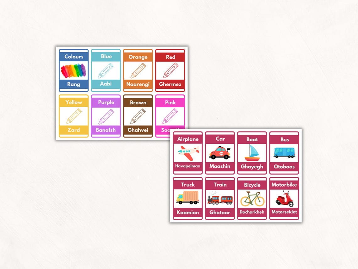 Farsi Flashcards for Kids and Beginners, Learn Persian, Basic Farsi ...