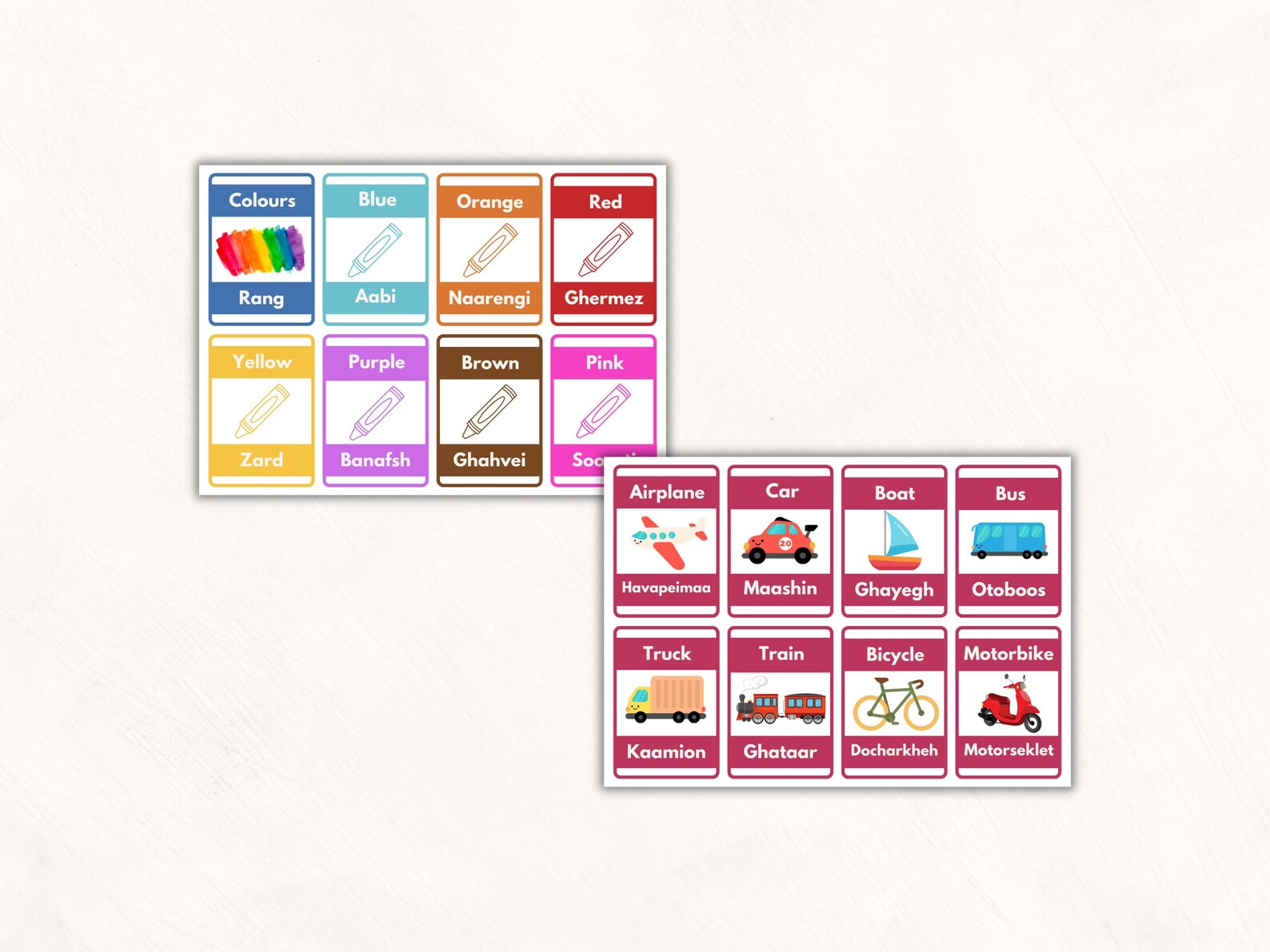 Farsi Flashcards for Kids and Beginners, Learn Persian, Basic Farsi ...