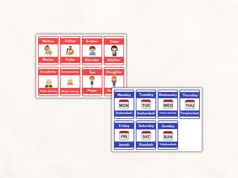 Farsi Flashcards for Kids and Beginners, Learn Persian, Basic Farsi ...