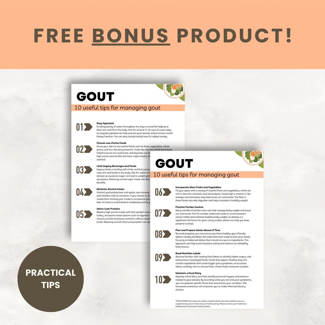 Gout Cheat Sheet for Grocery List Meal Plan, Gout Food List, Low Purine ...