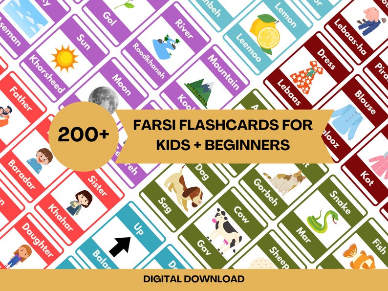 Farsi Flashcards for Kids and Beginners, Learn Persian, Basic Farsi ...