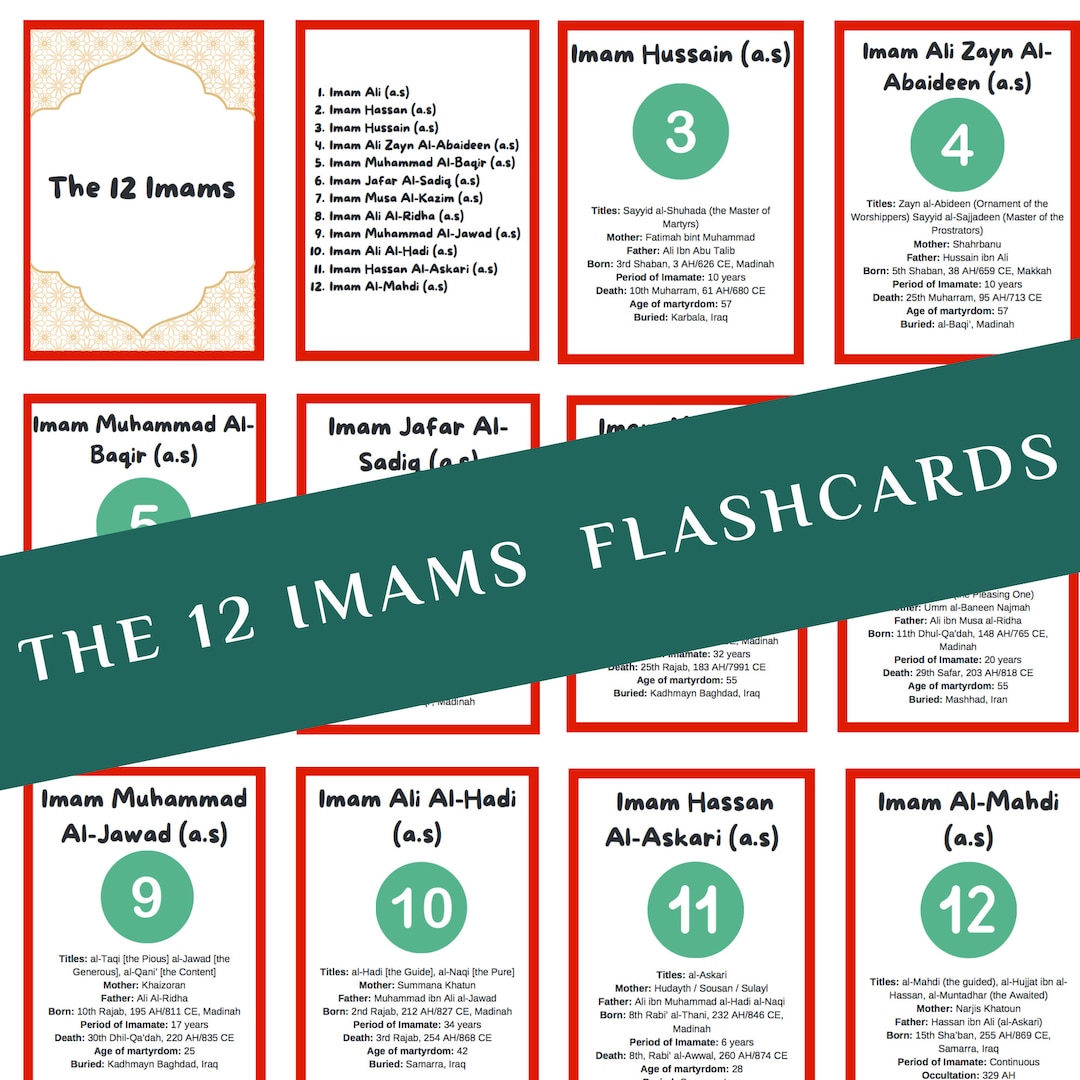 12 Imams Flashcards, Shia 12 Imams, Shia Gifts, Shia Learning Tools ...