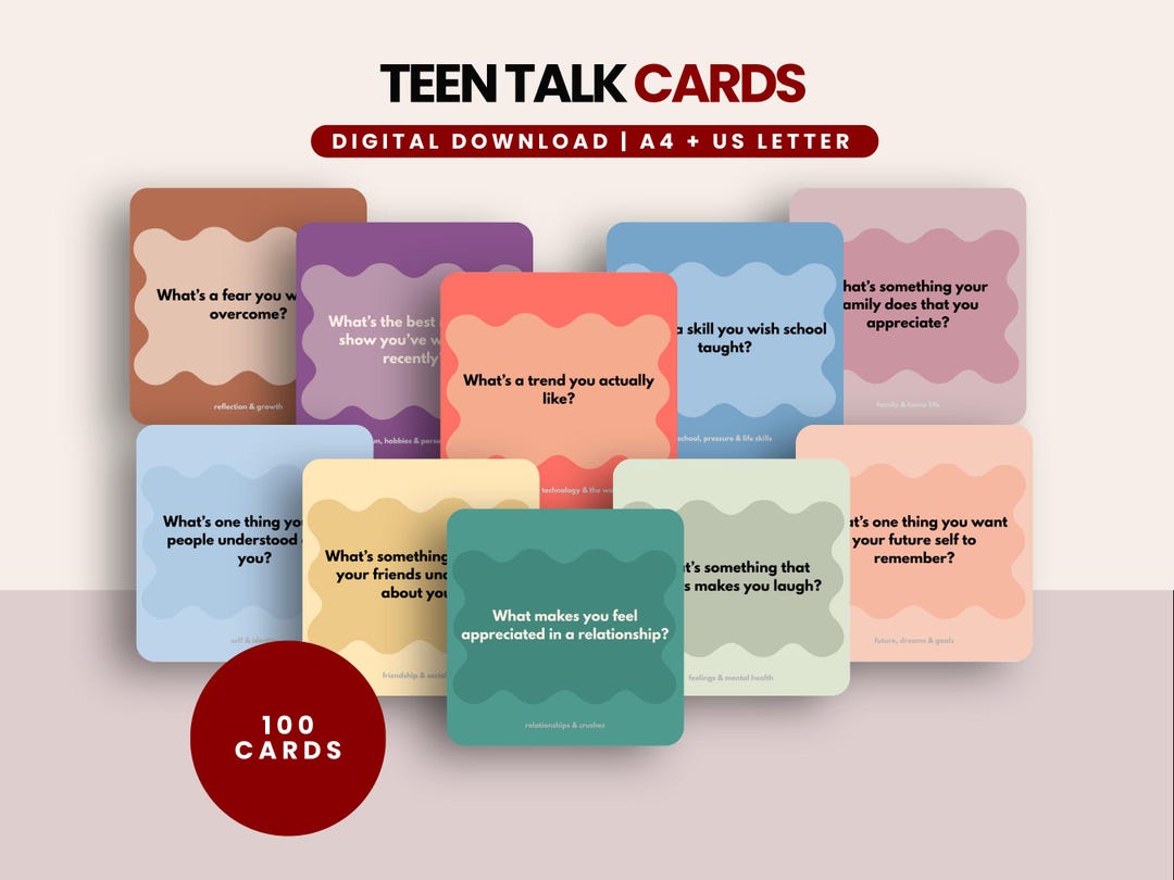 Conversation Starter Flash Cards for Teens, Question Cards Therapy ...