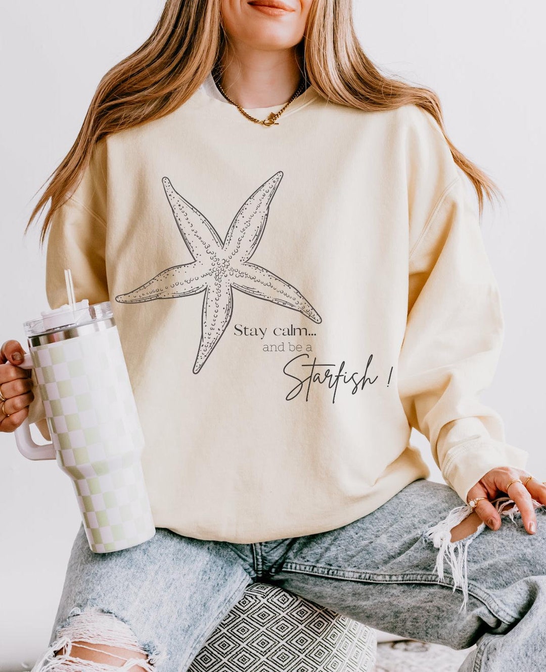 Comfort Colors, Comfy, Beachy-oversized, Ocean Sweatshirt, Starfish ...