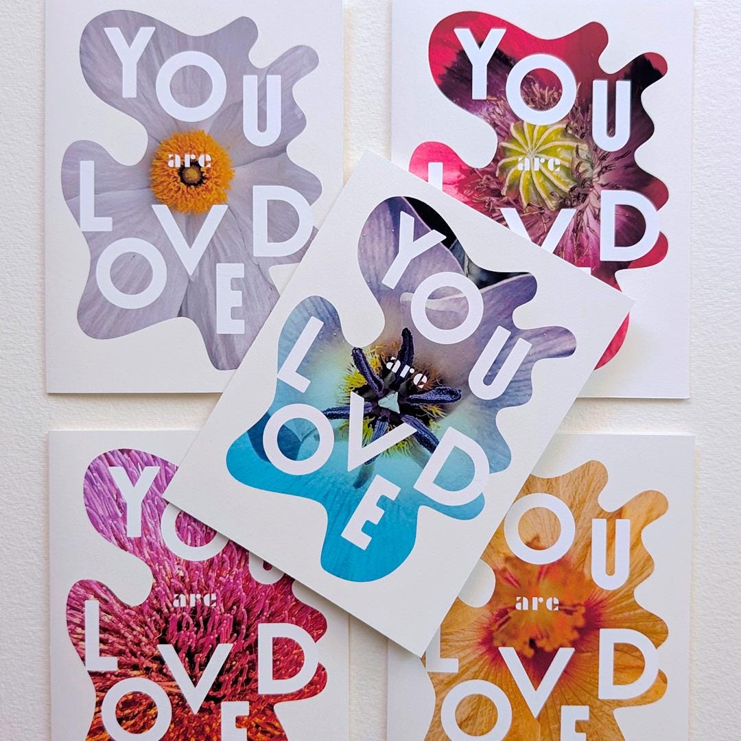 You Are Loved Flower Card – Handmade Modern Art Greeting - Etsy