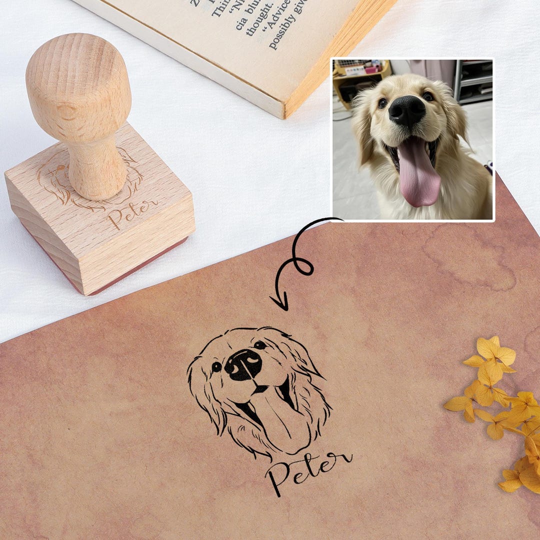 Personalized Pet Stamp, Face Stamp, Dog Stamp, Hand-drawn Pet Portrait ...