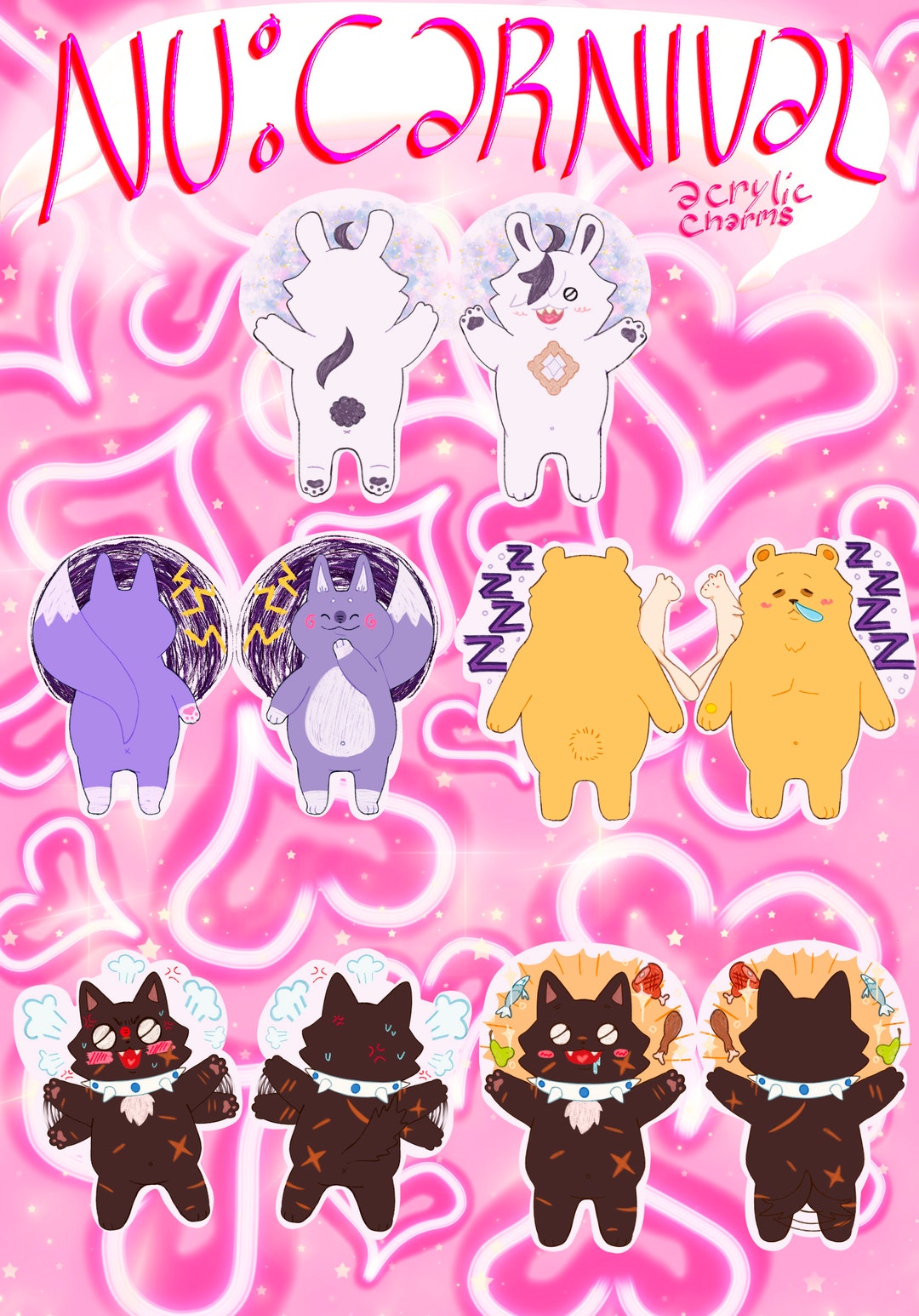 Nu: Carnival Cute Acrylic Charms - Etsy