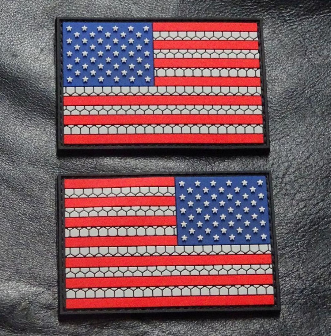 USA Flag Tactical Patch Set 3x2 Inch PVC Rubber Hook Backing - Etsy