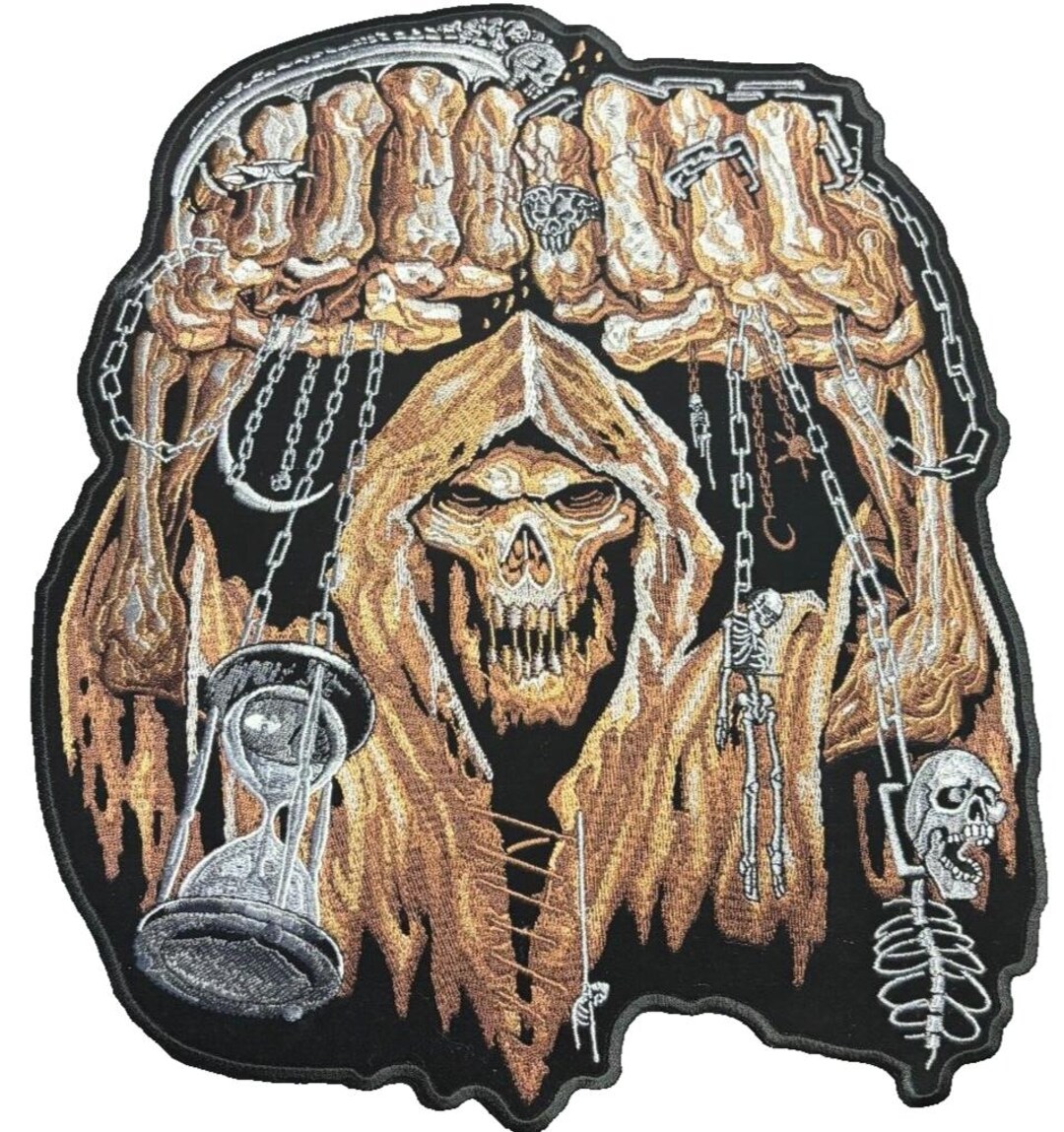 Grim Reaper Iron-on Back Patch 12x9 Time is Ticking Large Design - Etsy