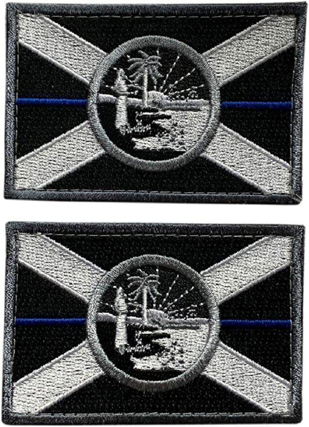 Florida State Thin Blue Line Flag Patch 2PC Bundle Hook Fastener MTF3 ...