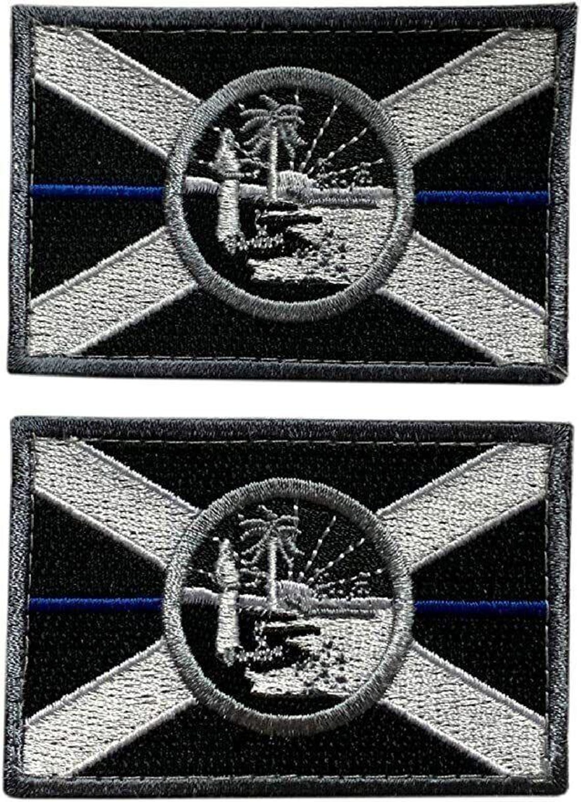 Florida State Thin Blue Line Flag Patch 2PC Bundle Hook Fastener MTF3 ...