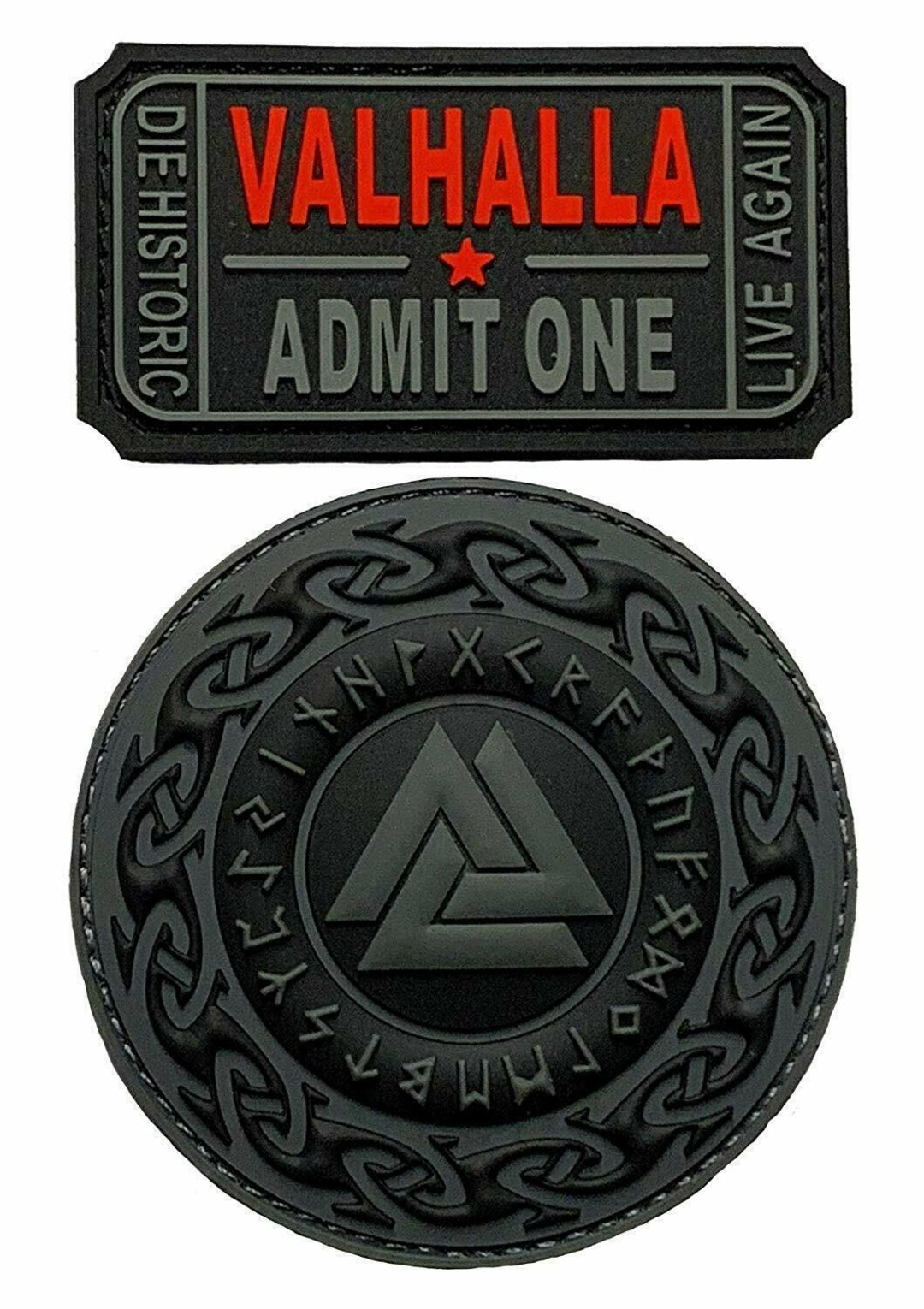 Viking Valknut Odin Ticket to Valhalla Admit One Patch 2PC Bundle PVC ...