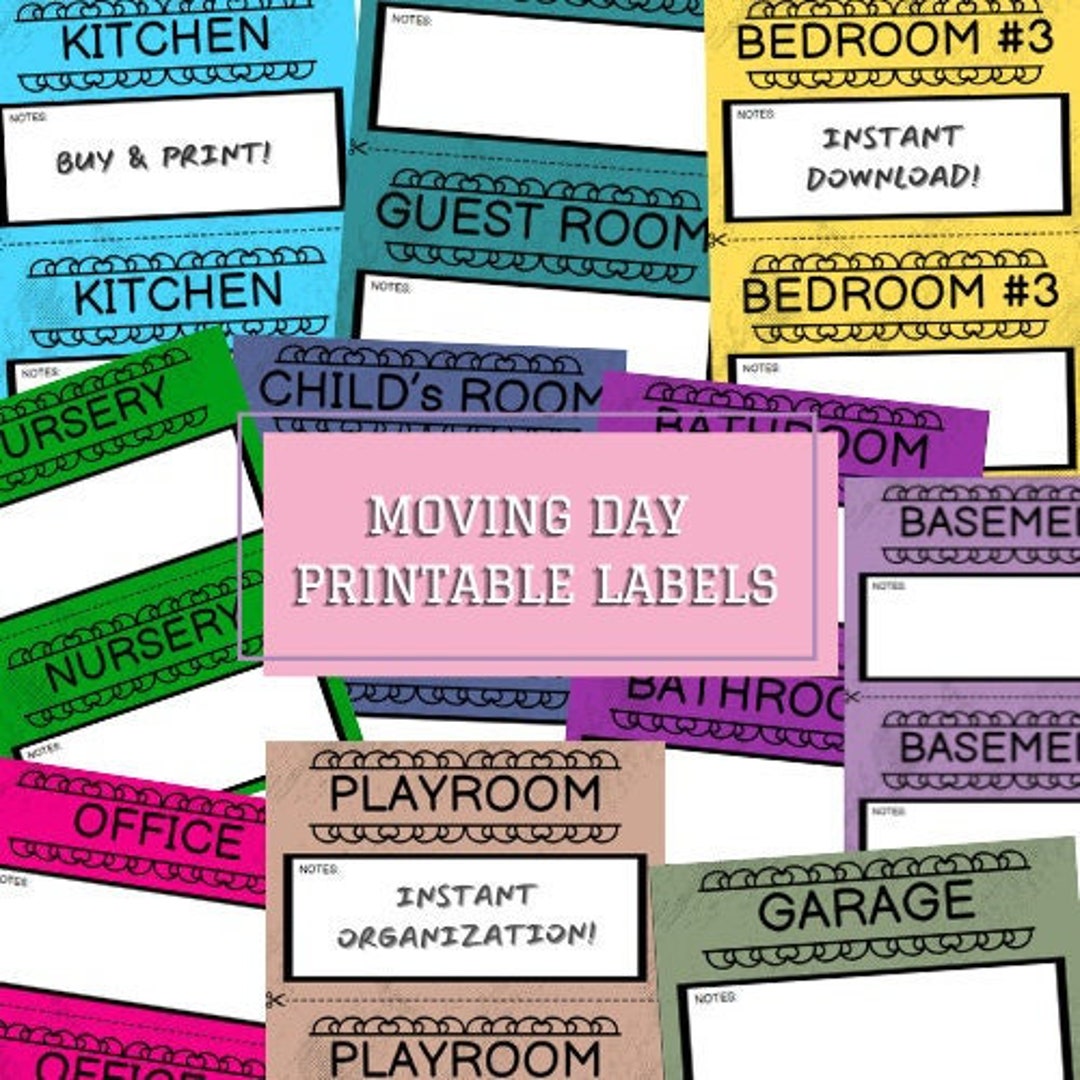 Moving Day Labels | Instant Download Printables | Print and Cut Moving ...