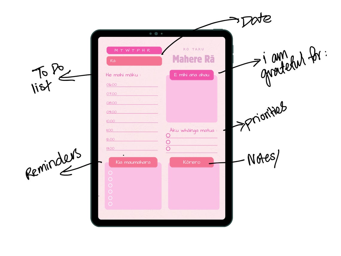 Te Reo Māori Printable Planners Set of 6, Digital Planner, Printables ...