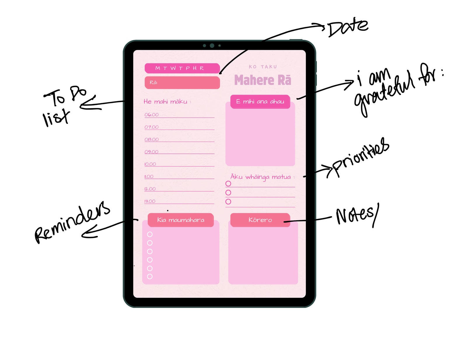 Te Reo Māori Printable Planners Set of 6, Digital Planner, Printables ...