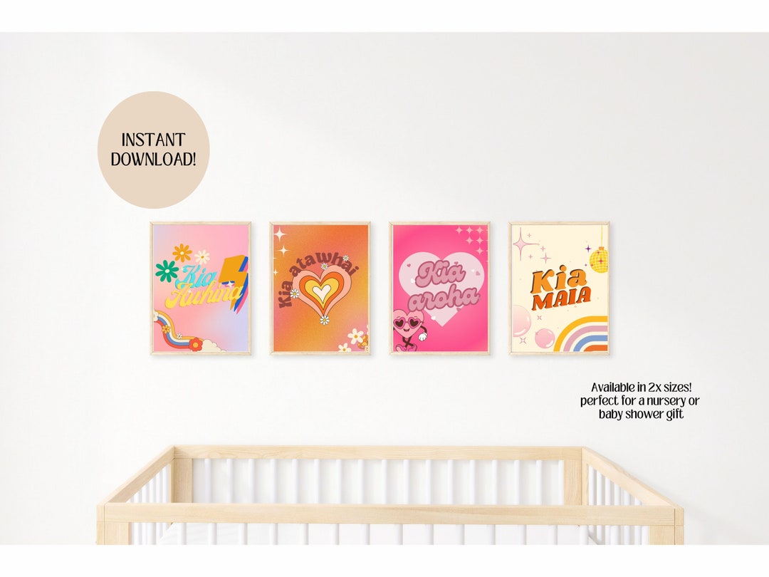 Māori Affirmations Set of 4 Retro Digital Prints for Nursery - Etsy