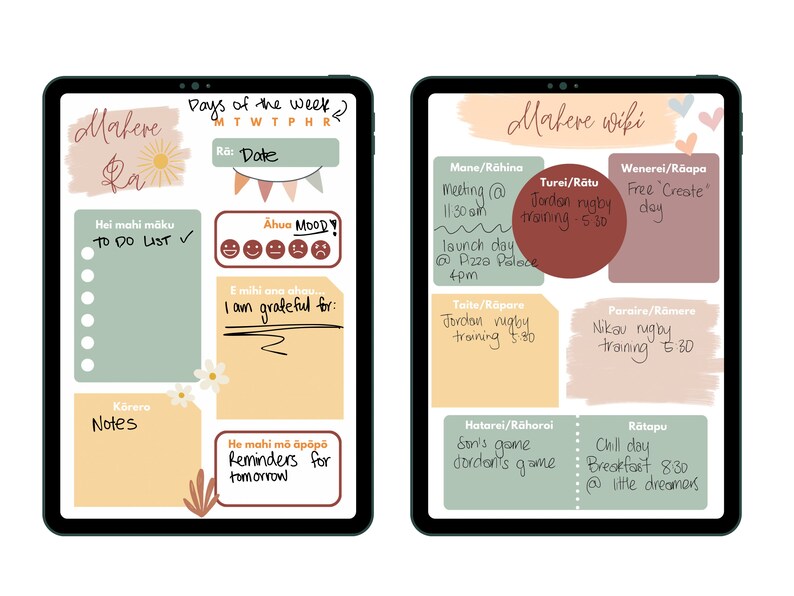 Te Reo Māori Daily Planners Set of 6, Digital Planner, Printables ...