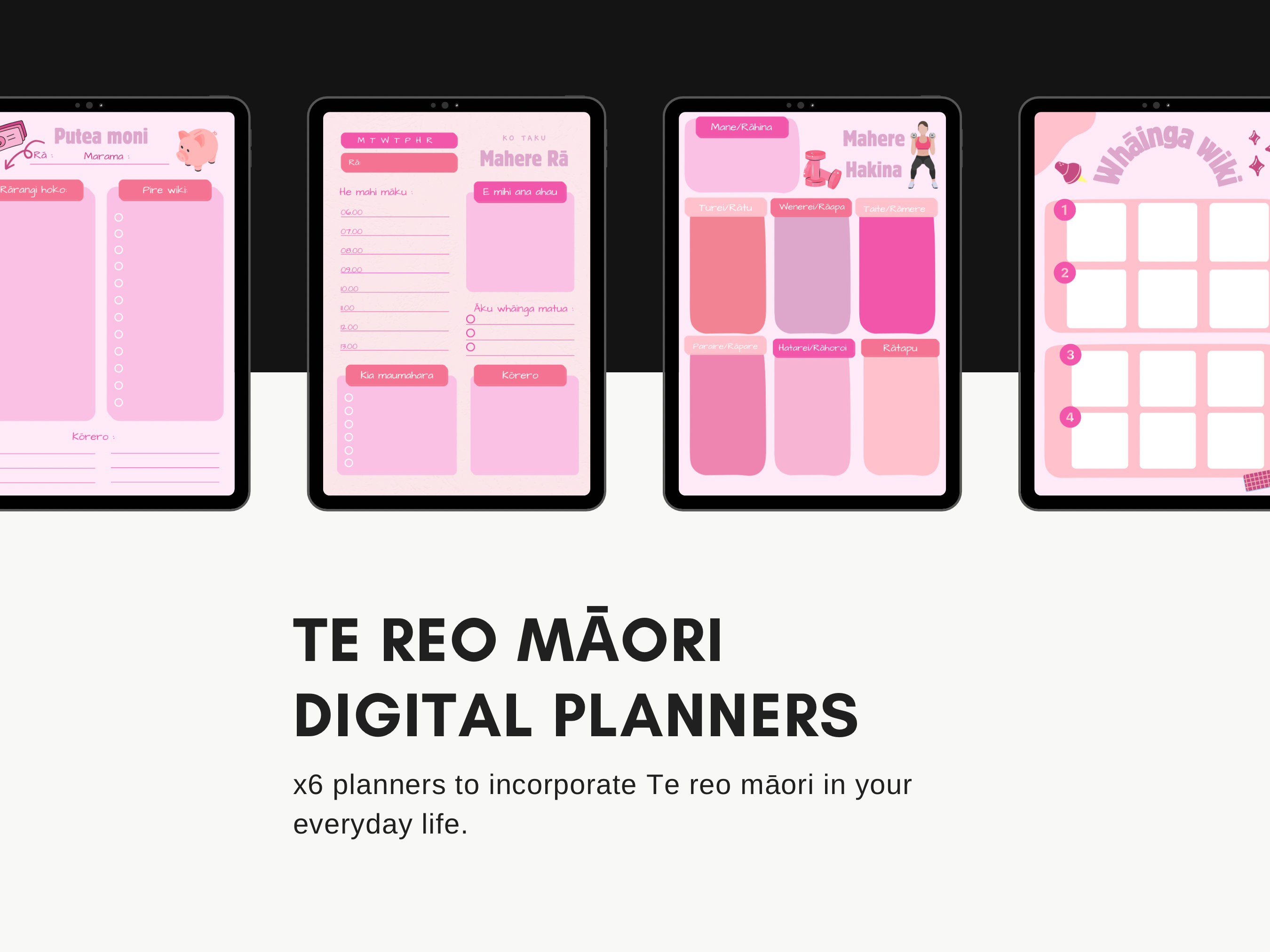 Te Reo Māori Printable Planners Set of 6, Digital Planner, Printables ...