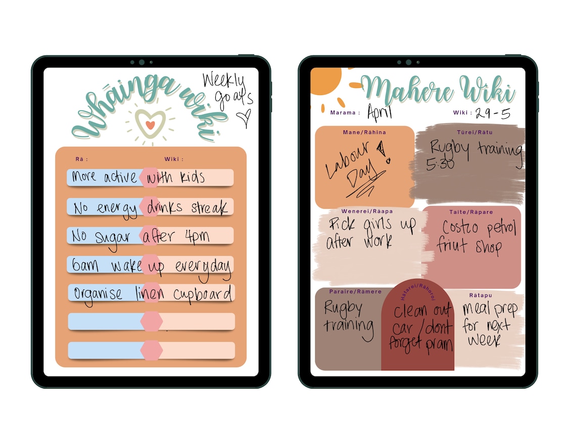 Te Reo Māori Printable Planners Set of 6, Digital Planner, Printables ...