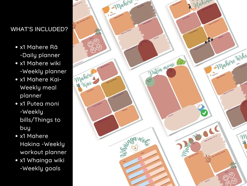 Te Reo Māori Printable Planners Set of 6, Digital Planner, Printables ...