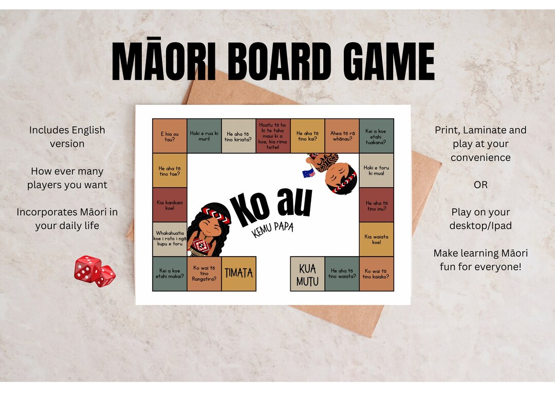 Māori Board Game, Printable Board Game, Māori Wall Art, Digital Board ...