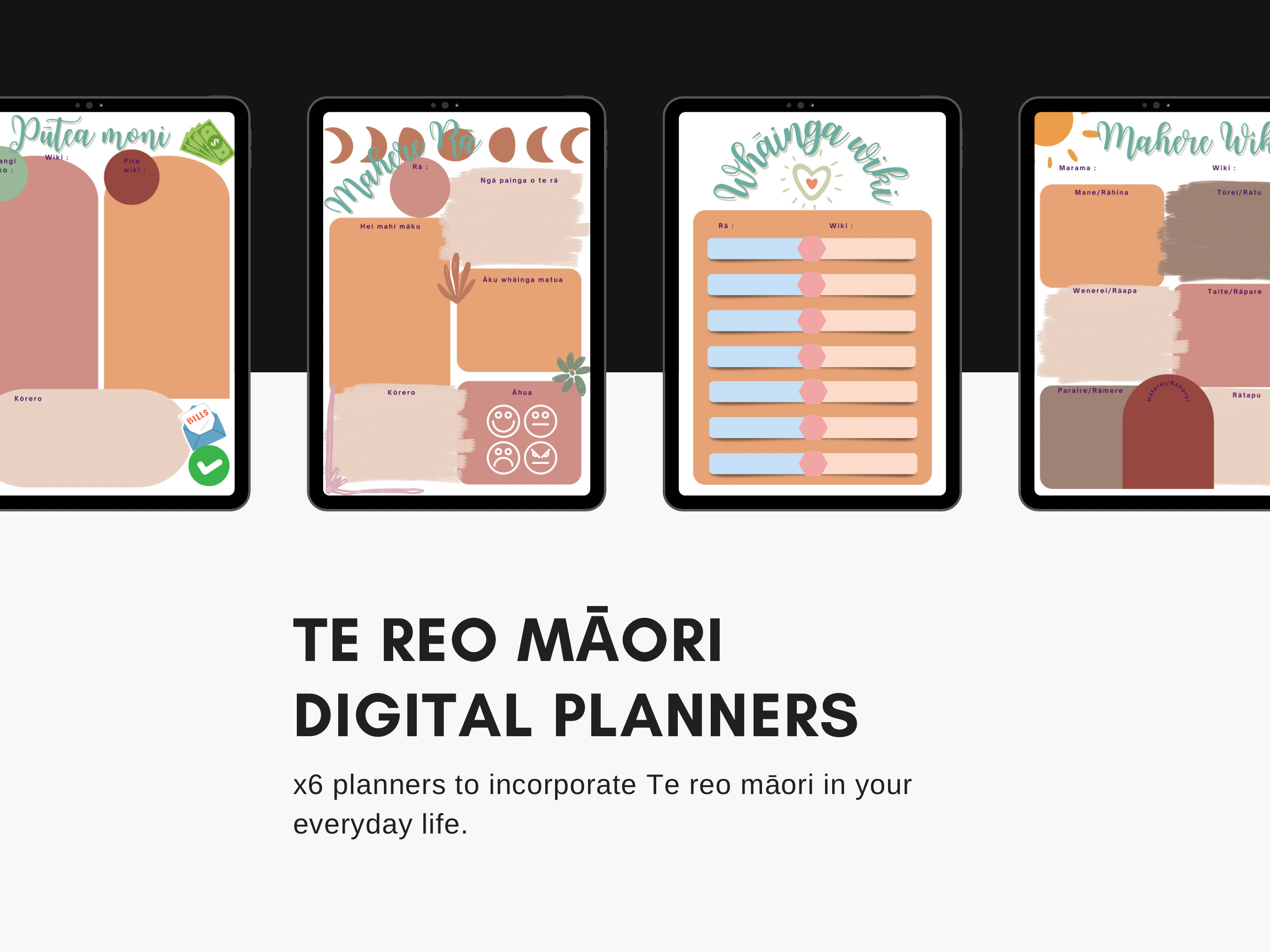 Te Reo Māori Printable Planners Set of 6, Digital Planner, Printables ...