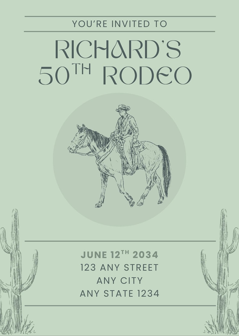 Western Rodeo Themed Birthday Invitation, Editable Invitation - Etsy
