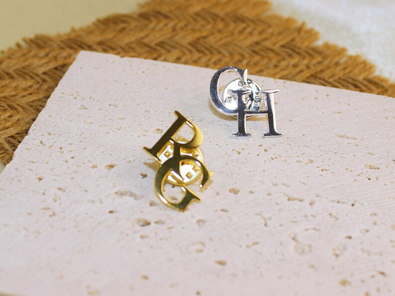 Personalised Brooch, Lapel Pin, Custom Initial Brooch, 18 K Gold ...