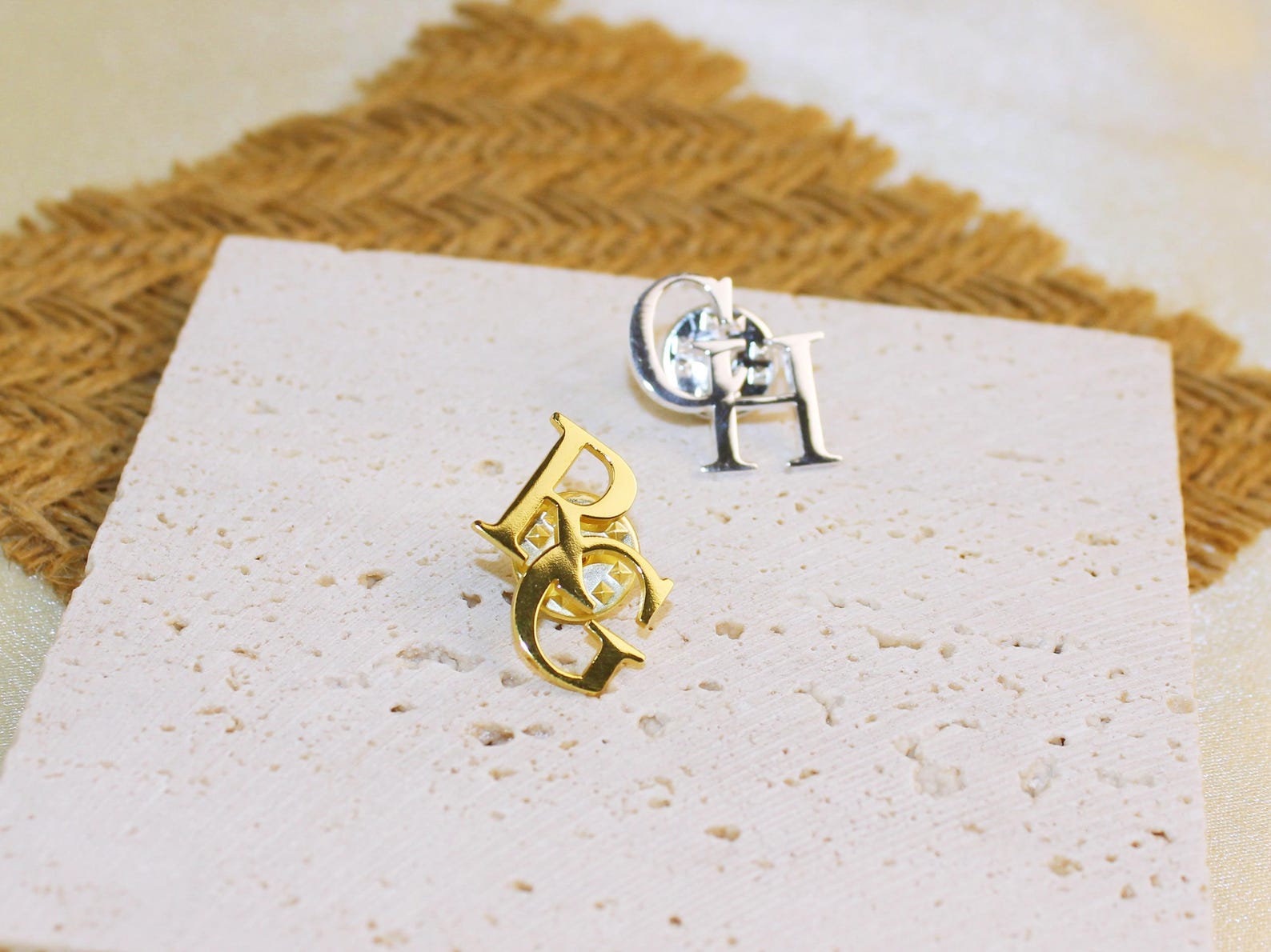 Personalised Brooch, Lapel Pin, Custom Initial Brooch, 18 K Gold ...