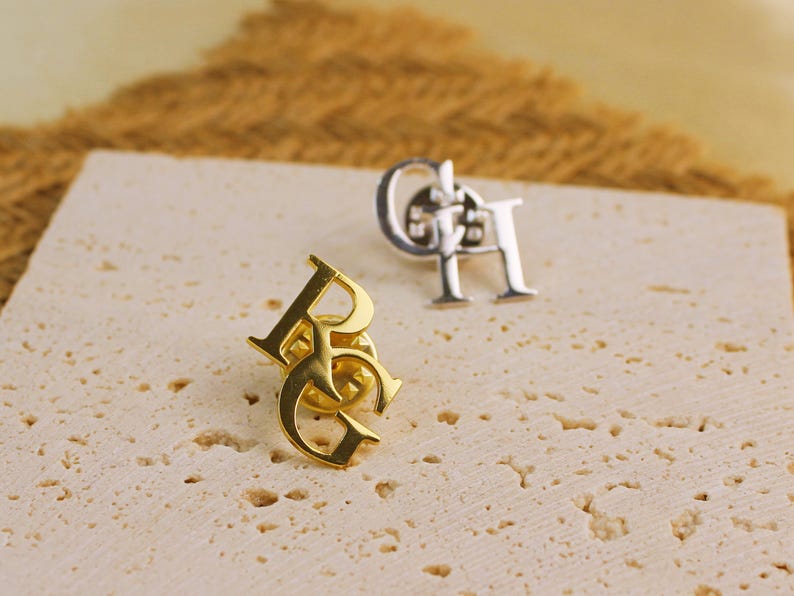 Personalised Brooch, Lapel Pin, Custom Initial Brooch, 18 K Gold ...