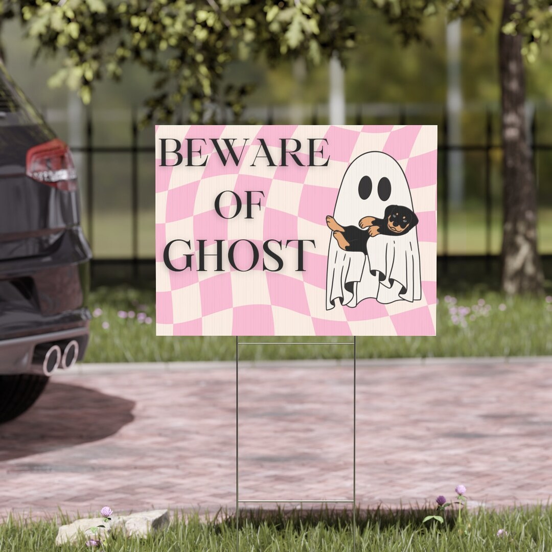 Beware of Ghost Yard Sign,halloween Ghost With German Shepherd,spooky ...