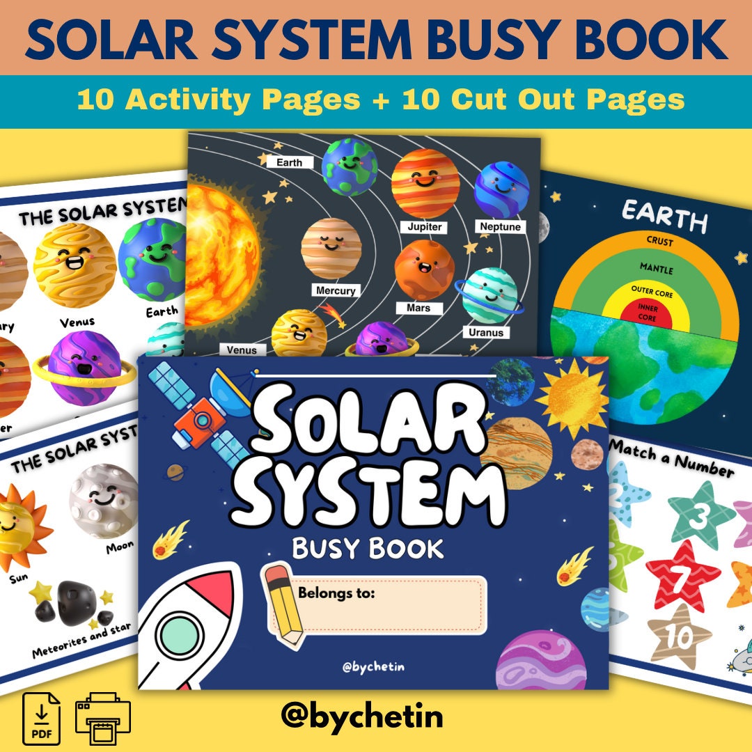 Quiet Book Solar System Busy Book Page Planet Matching Worksheet Quiet ...