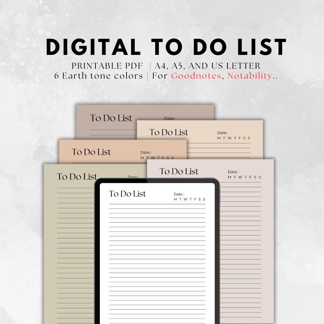 Digital to Do List Goodnotes Template, Minimalist to Do List Page, to ...