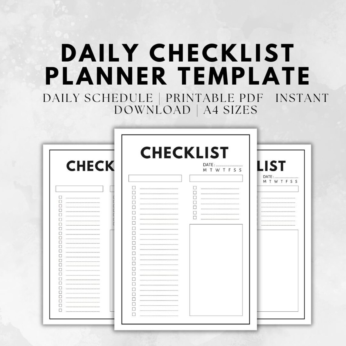 Daily Checklist Planner Template Daily Schedule Printable PDF Instant ...