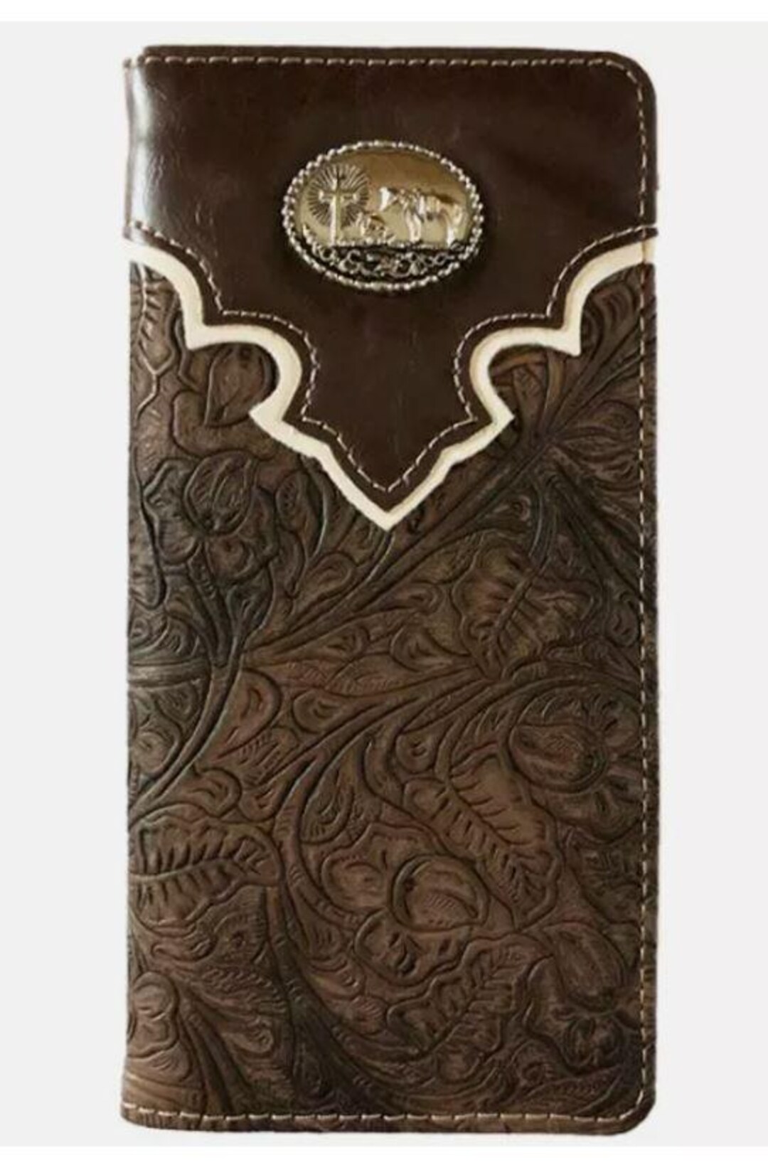 Cross Praying Cowboy Men Wallet Western Bifold Checkbook Style, Faux ...