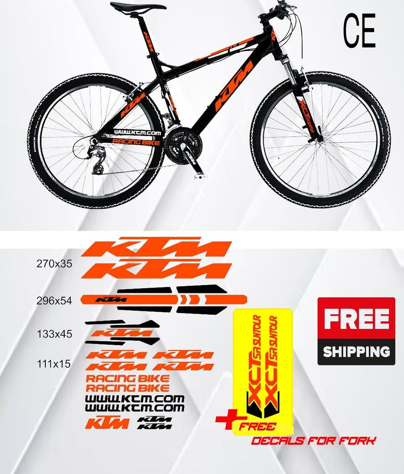KTM Vinyl Decal CUSTOM Stickers Sheet Bike Frame Cycle Cycling Bicycle ...