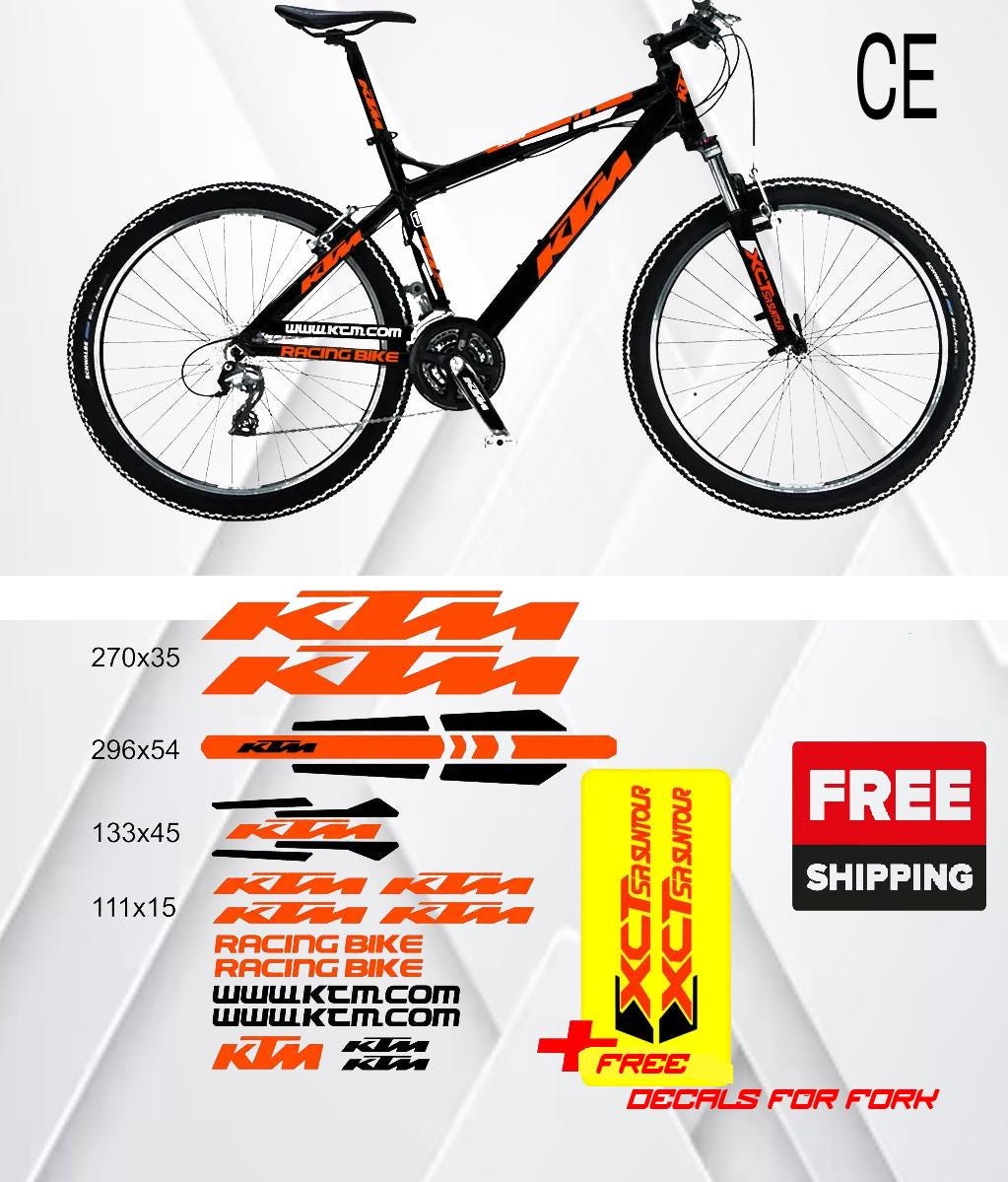 KTM Vinyl Decal CUSTOM Stickers Sheet Bike Frame Cycle Cycling Bicycle ...