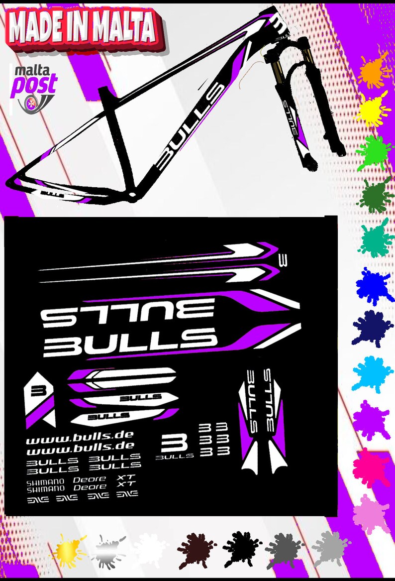 Custom Made to Order BULLS Bicycle Sticker for Frame and Fork - Vinyl ...