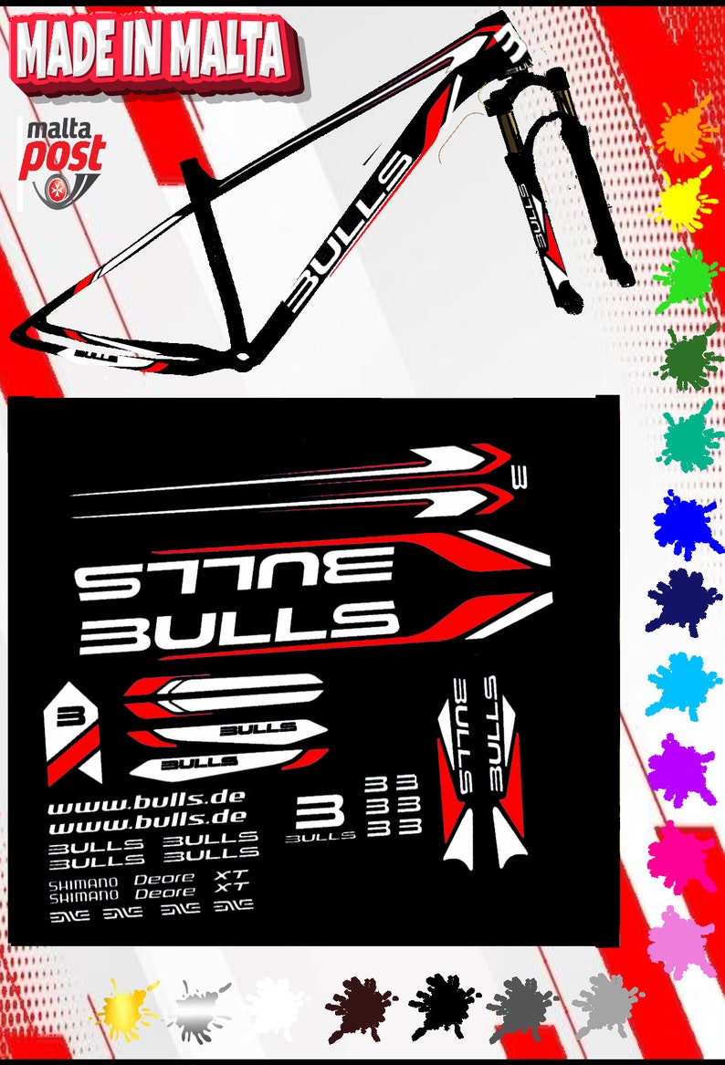 Custom Made to Order BULLS Bicycle Sticker for Frame and Fork - Vinyl ...