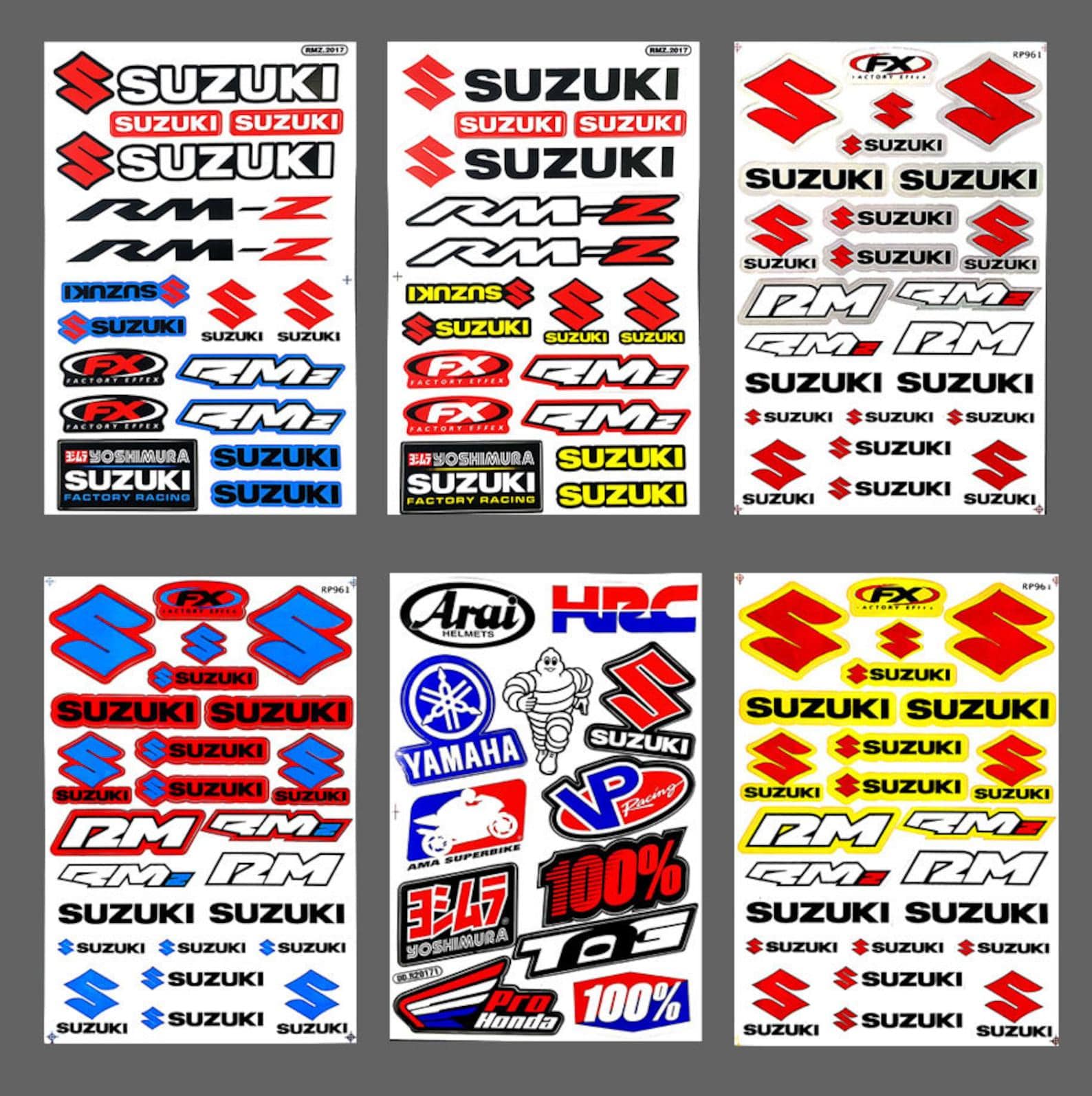 Vintage SUZUKI Stickers Sheets Motorcycle Motocoss ATV Sticker Racing ...