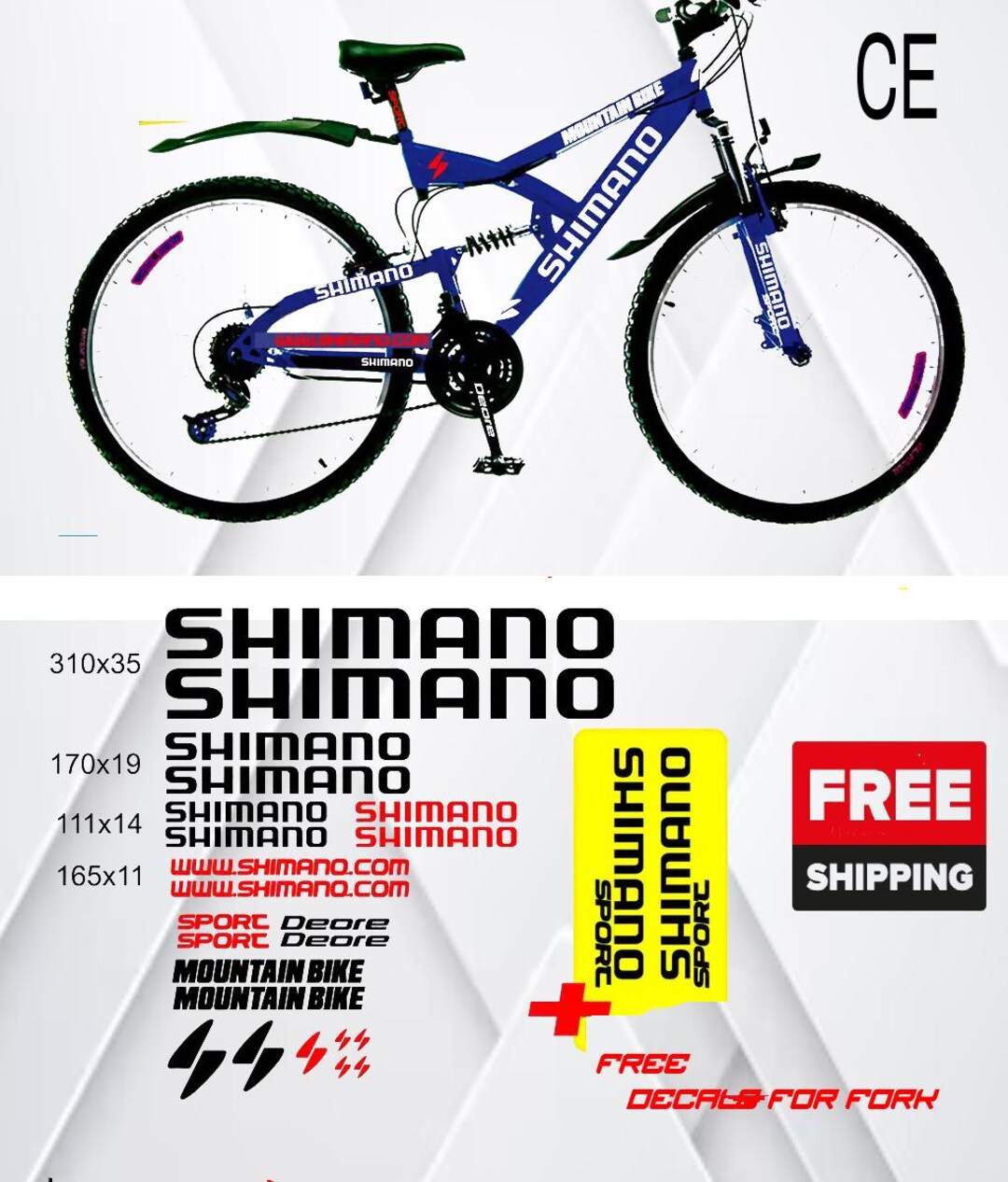 SHIMANO Vinyl Decal CUSTOM Stickers Sheet Bike Frame Cycle Cycling ...