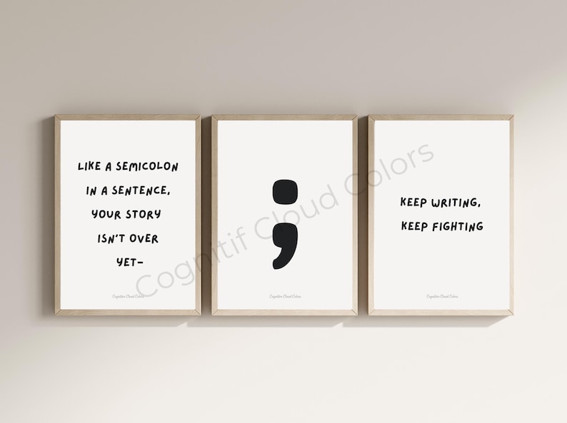 Semicolon Mental Health Awareness Poster: Positive Affirmation Art ...