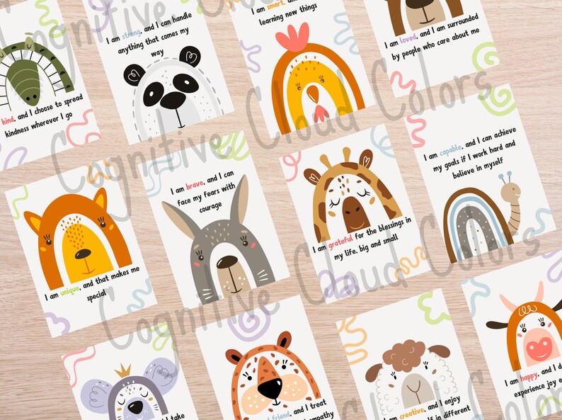 Printable Children's Positive Affirmation Cards Set of 12 Kids Learning ...