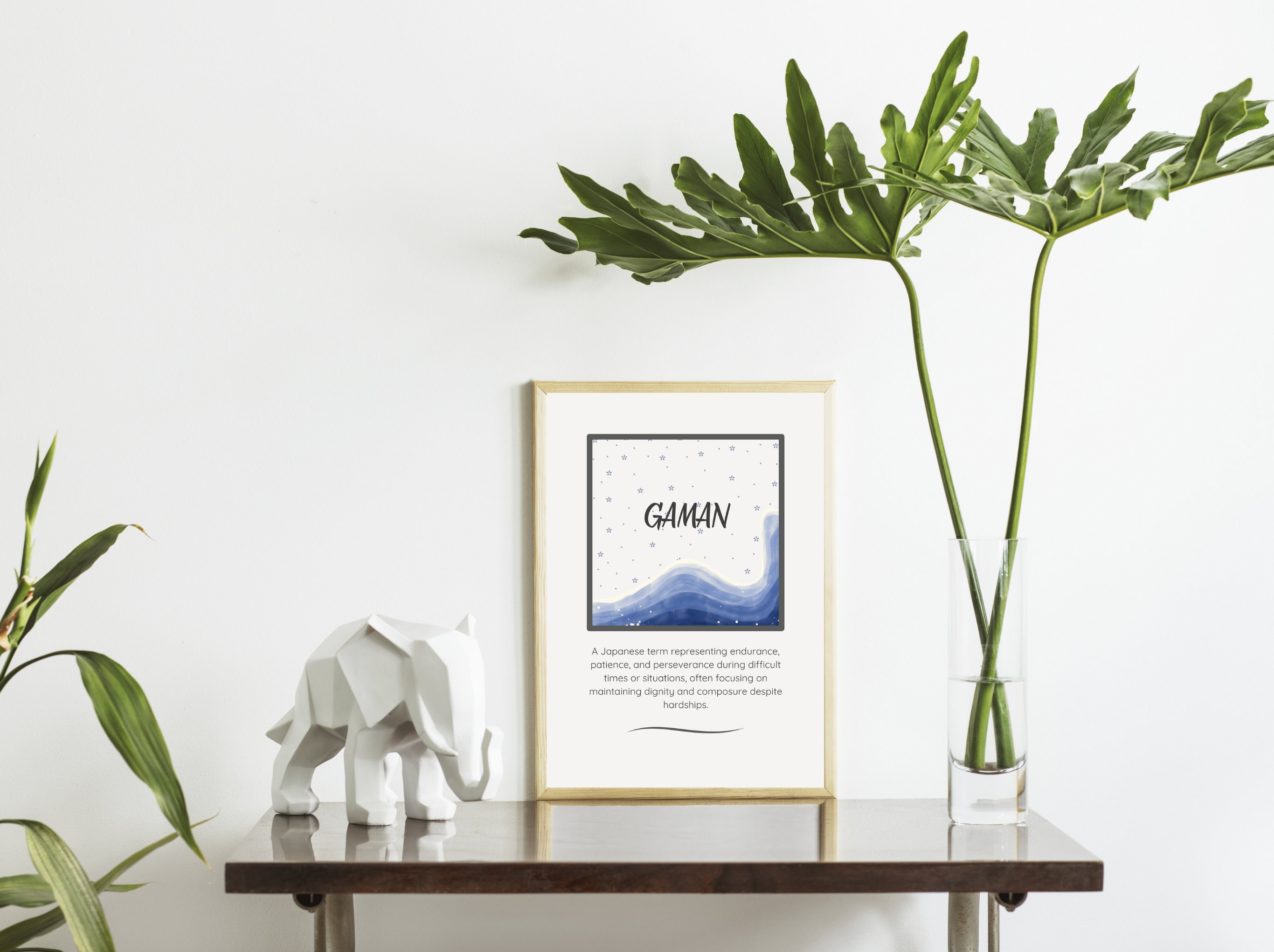 Gaman Poster Japandi Wall Art Japanese Philosophy Word Definition ...
