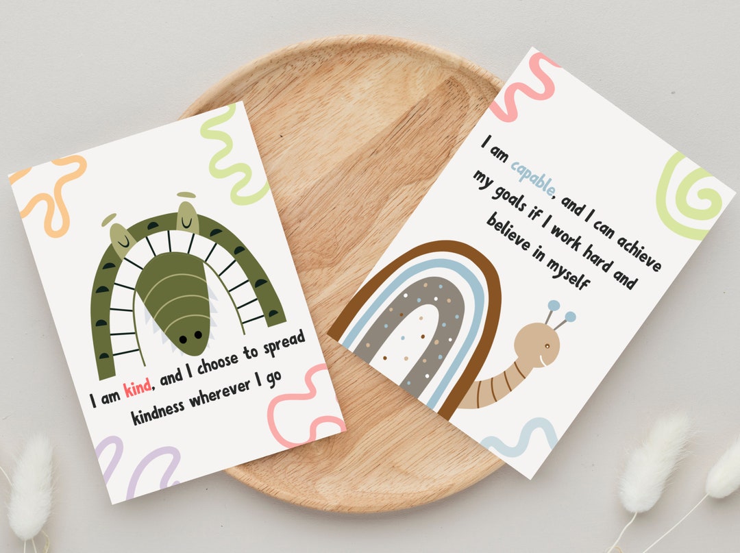 Printable Children's Positive Affirmation Cards Set of 12 Kids Learning ...