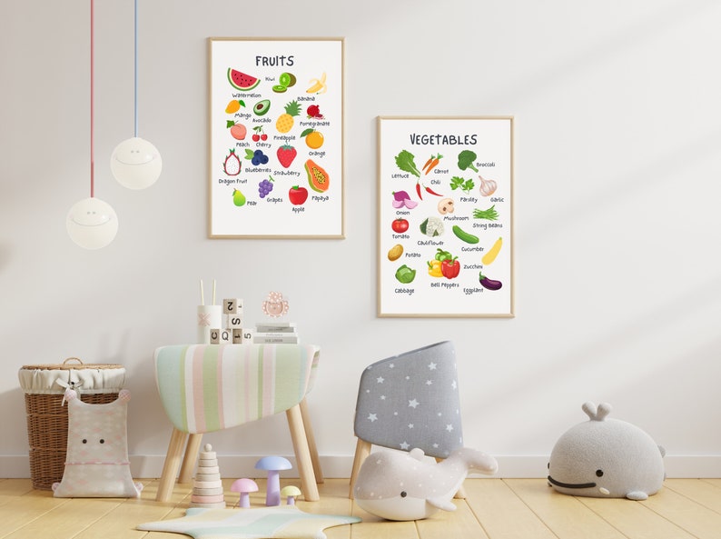 Vegetables and Fruit Poster, Fruit Wall Art, Vegetables Wall Art ...