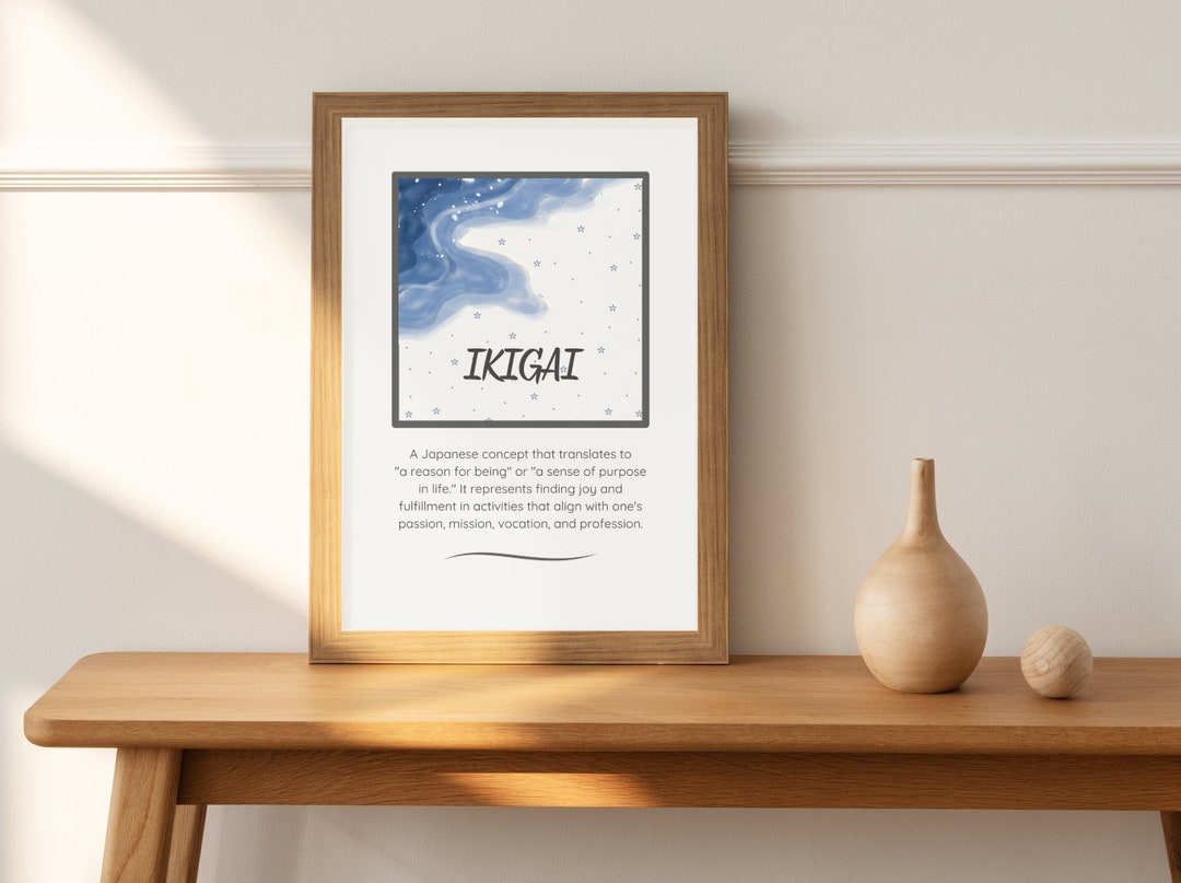 Ikigai Definition Poster Japanese Words Print Japanese Wall Art Japandi ...
