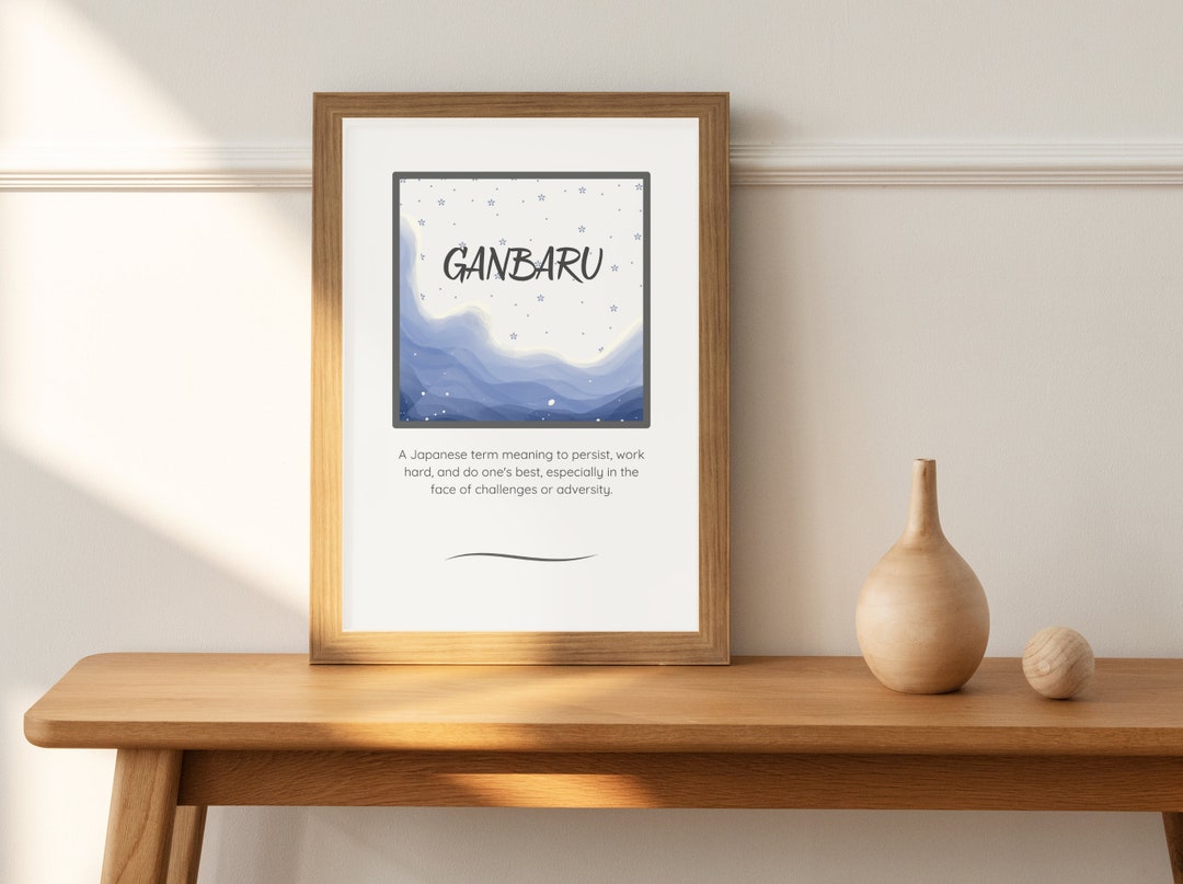 Ganbaru Japanese Philosophy Japanese Word Definition Poster Japanese ...
