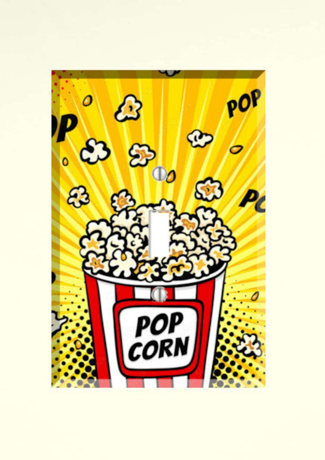 Pop Art Popcorn Movie Light Switch Cover Plate Wall Cover Home Movie ...
